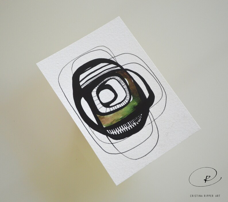 Small Abstract Art Ink Drawing Minimal Drawing Small | Etsy