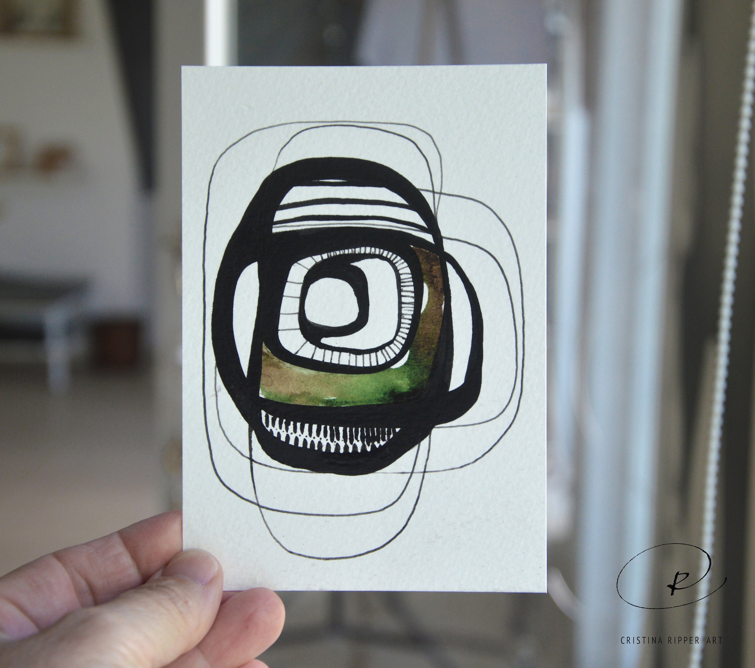 Small abstract art Ink drawing minimal drawing small | Etsy