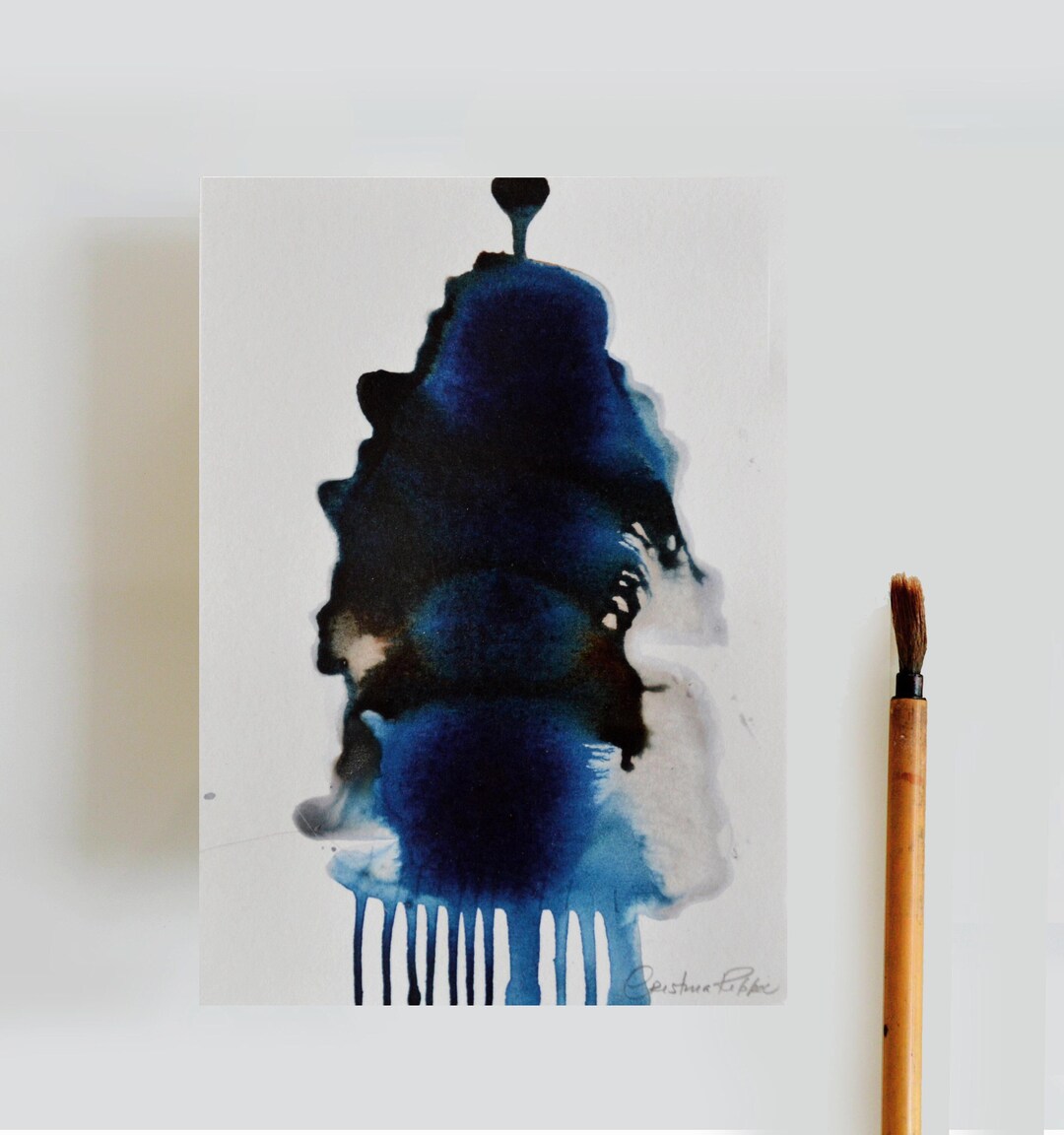 Original Abstract Art, Ink Drawing, Abstract Art, Art, Ink Art, Blue ...