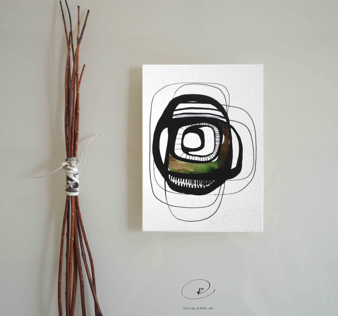 Small Abstract Art, Ink Drawing, Minimal Drawing, Small Abstract ...