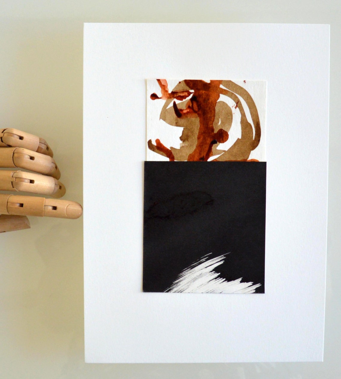 Original Abstract Collage Ink Art, Modern Collage Art, Original ...