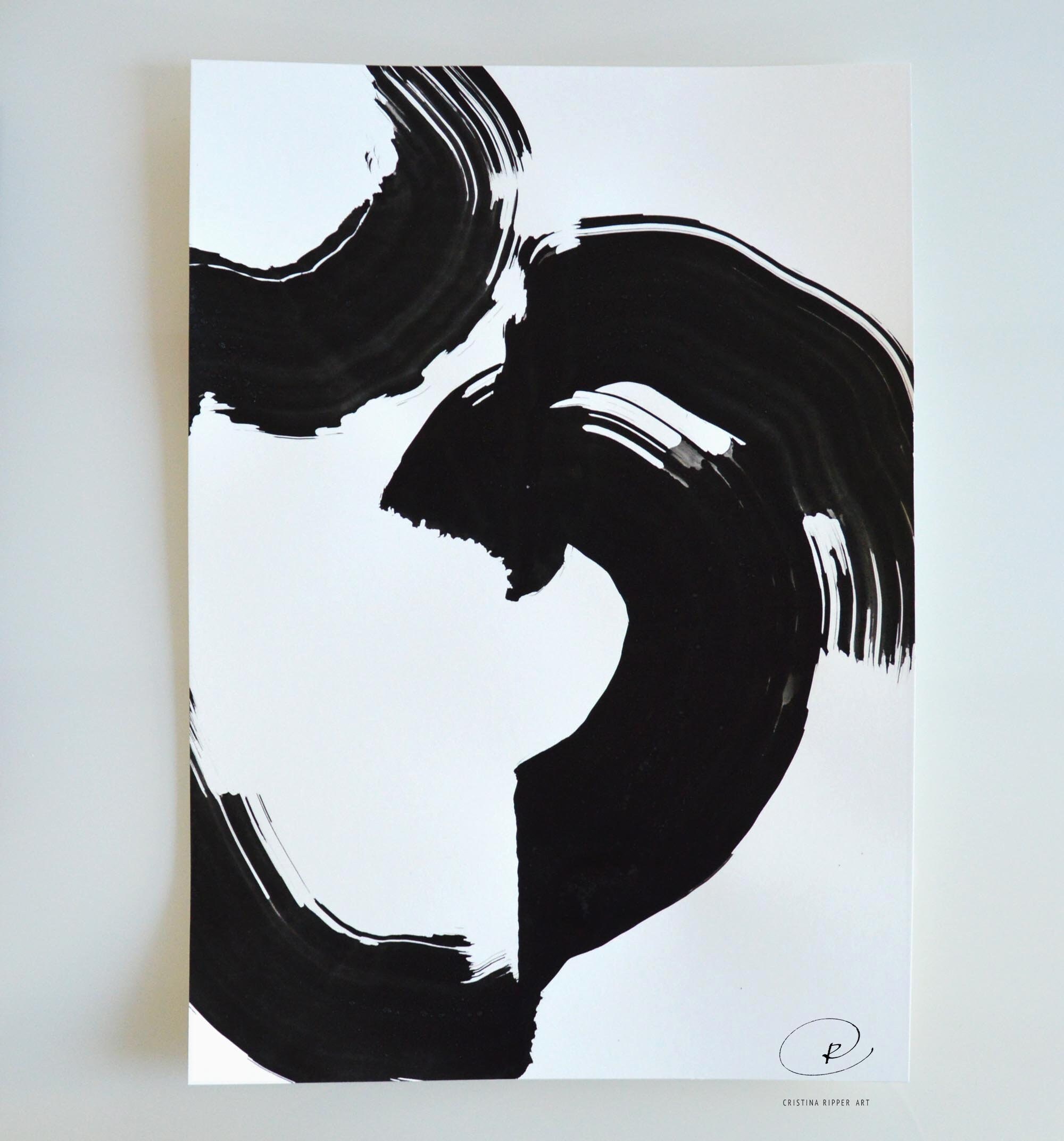 Abstract, Original Drawing, Ink Art, Movement, Wind, Nature Art, Black ...