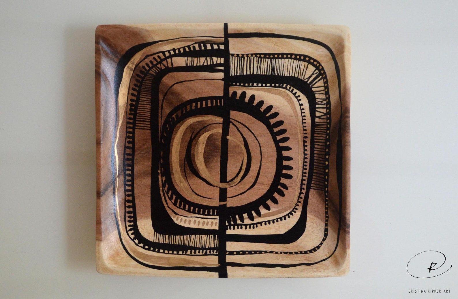 Square Abstract Modern Wood Plate Abstract Art on Wood Plate - Etsy