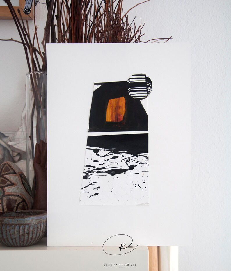 Mixed Media Minimal Abstract Collage Ink Art Modern Art | Etsy