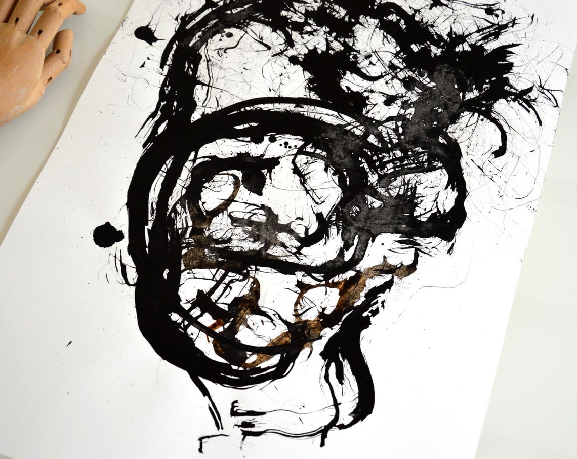 Original Abstract Ink Drawing Black and White Abstract Ink - Etsy