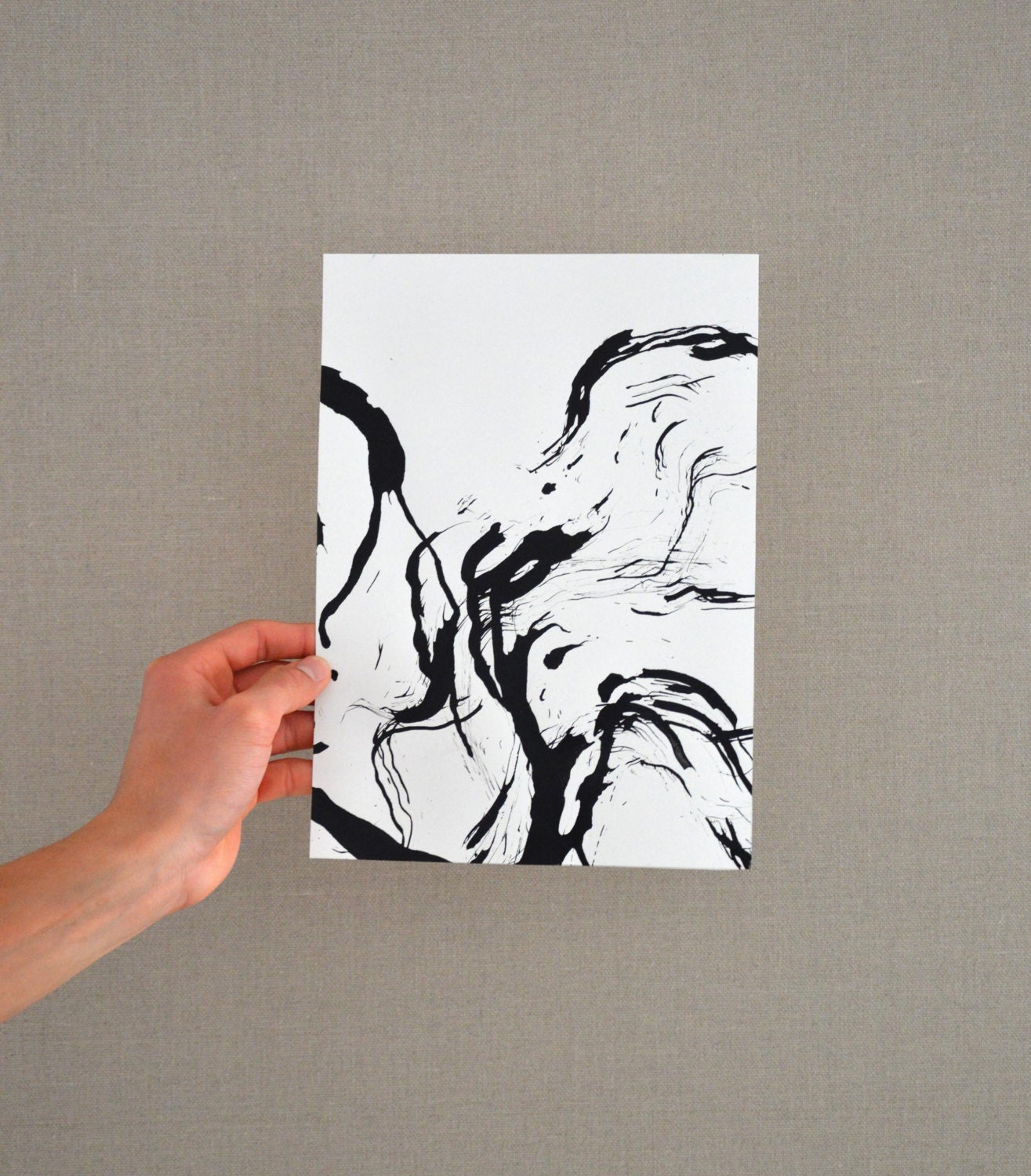 Original Abstract Art Ink Drawing Black and White Art - Etsy