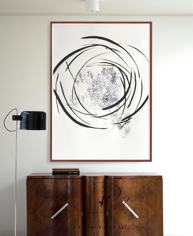 Large Circles Abstract Art Modern Ink Art Circles Art | Etsy