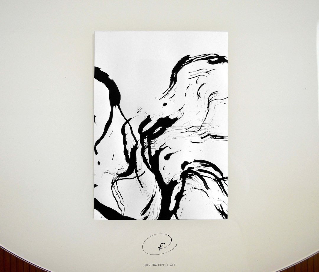 Original Abstract Art, Ink Drawing, Black and White Art, Minimal ...