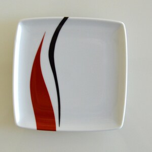 Square Abstract Dish Hand Painted, Forest Abstract Art, Modern Art Dish ...