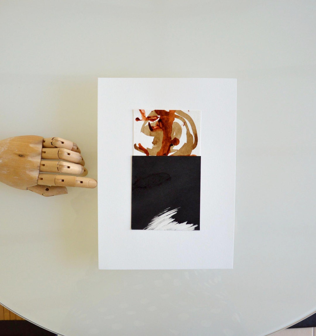 Original Abstract Collage Ink Art, Modern Collage Art, Original ...