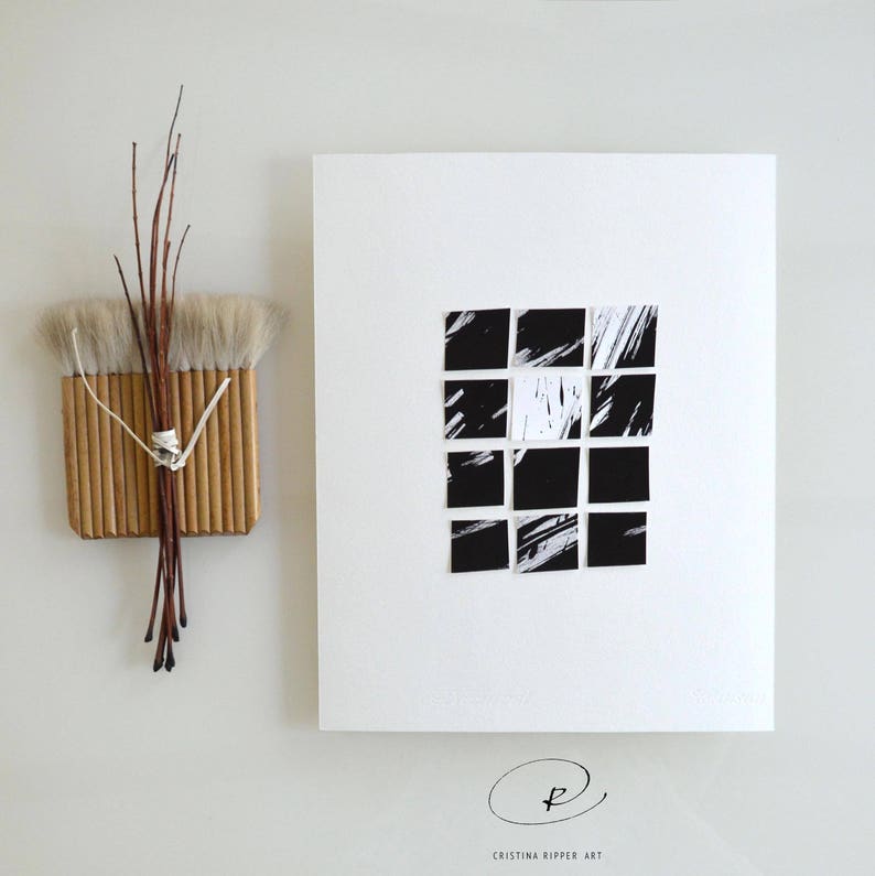 Original Collage Abstract Ink Drawing Minimal Abstract Art - Etsy Canada