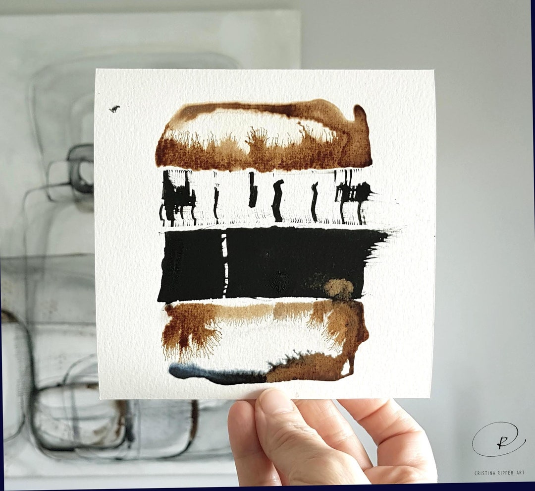 Square Art, Original Abstract Painting, Ink Abstract Art, Original ...