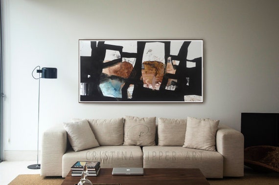 Large Horizontal Abstract Art Large Abstract Painting Modern - Etsy