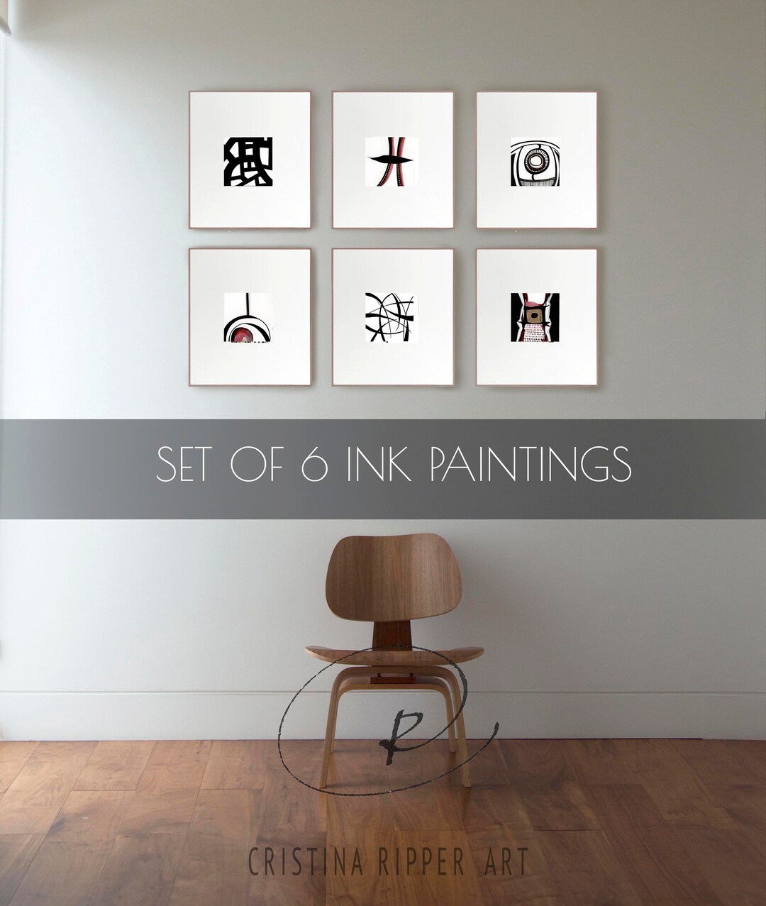 Set of 6 Small Abstract Art, Tiny Abstract Set, Small Abstract Painting ...
