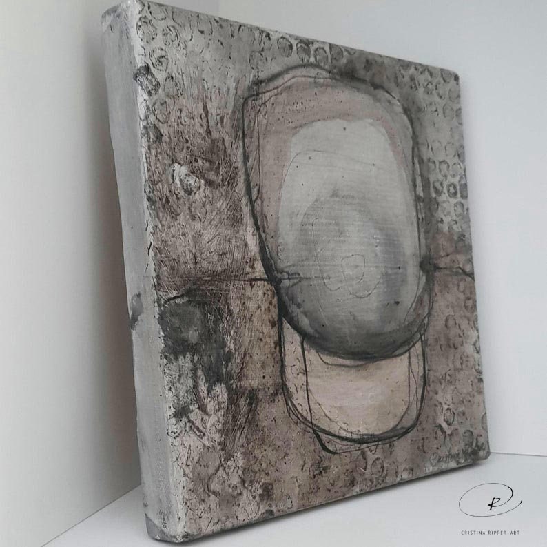 Original Stone Canvas Painting Abstract Ink Canvas Painting | Etsy