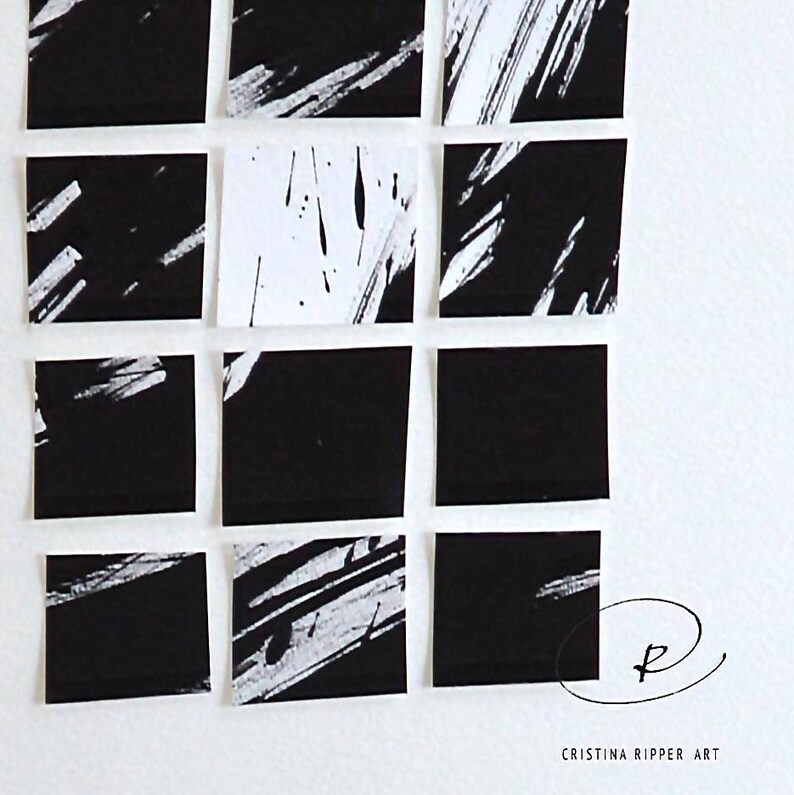 Original Collage Abstract Art Ink Drawing Black and White - Etsy