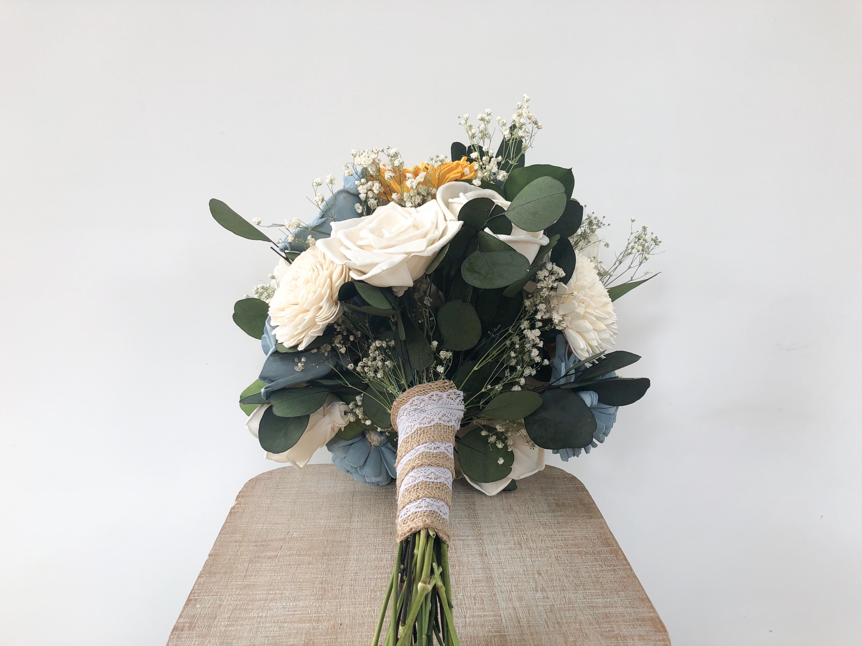 Spring Collection DIY Bouquet kit Wood Flower Steal Blue | Etsy