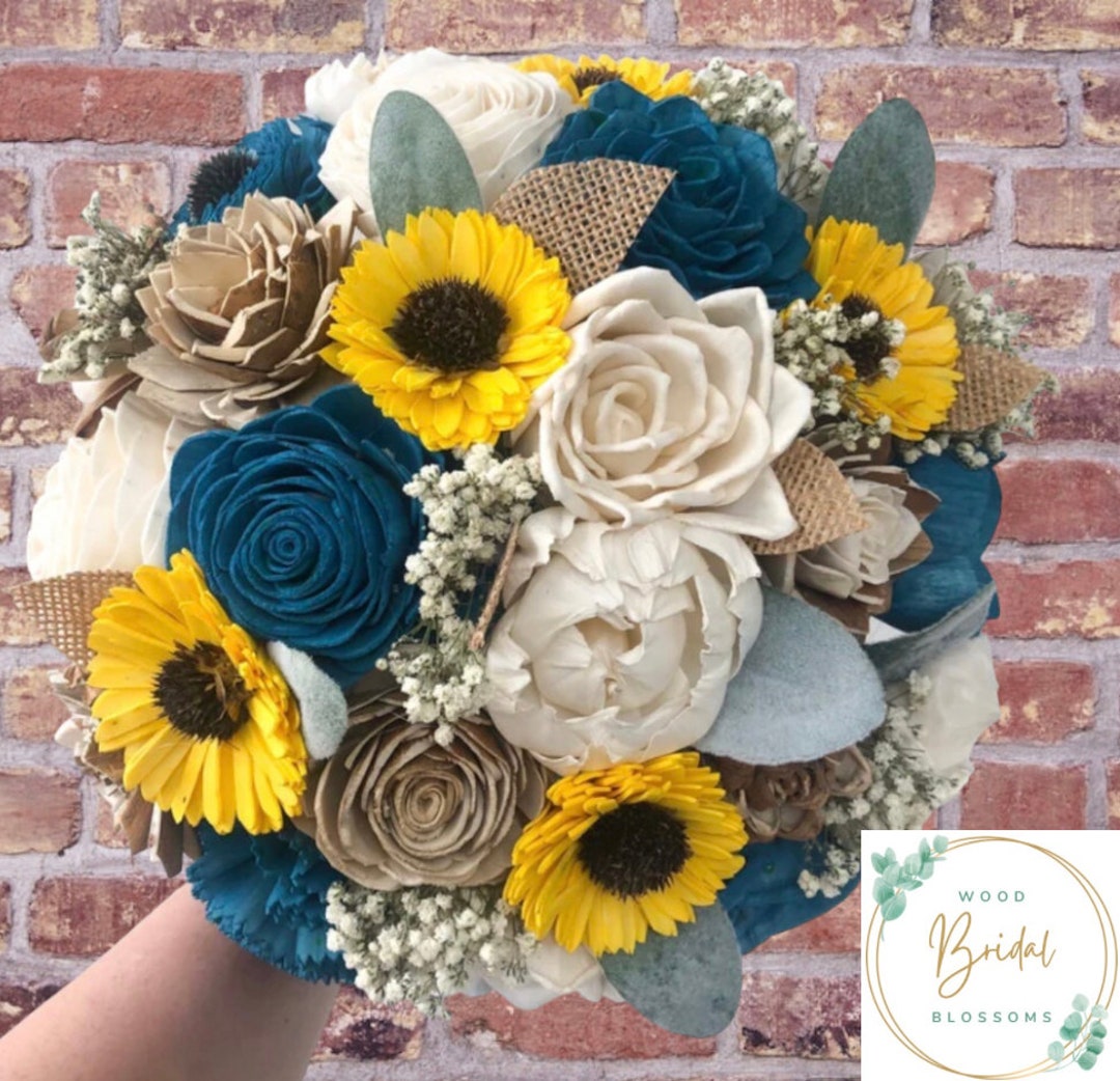 Wood Flower Bouquet- Rustic Sunflower Collection- Wood Flower Bout With ...