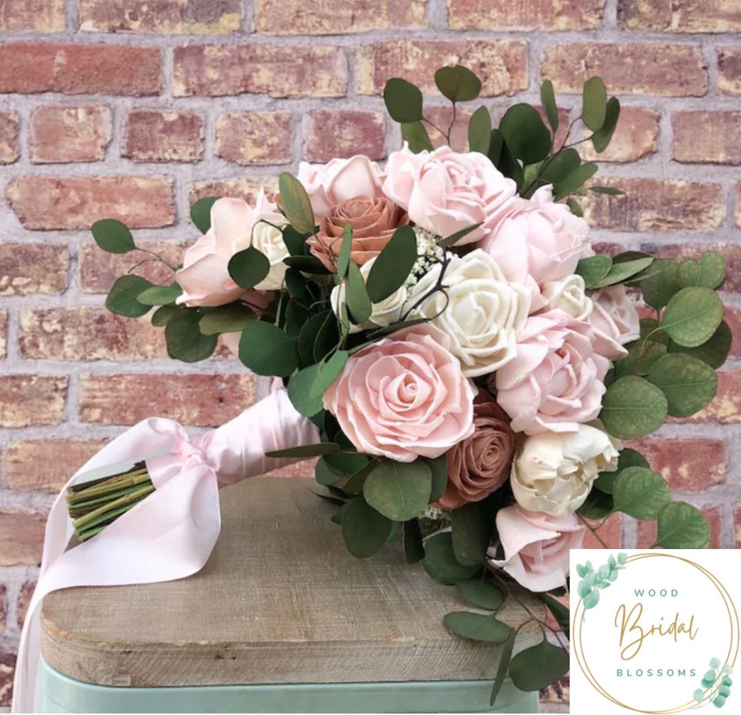 Wood Flower Bouquet Emma Collection Sola Wood Flower Bouquet With Blush ...