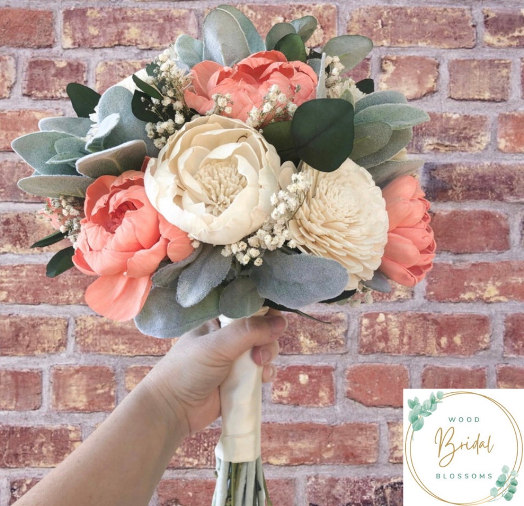 Wood Flower Bouquet Sierra Collection Wood Flower Bouquet Coral Bouquet ...