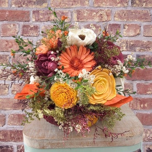 Wood Flower Bouquet- Fall Collection- Fall Wood Flower Bouquet Sola ...