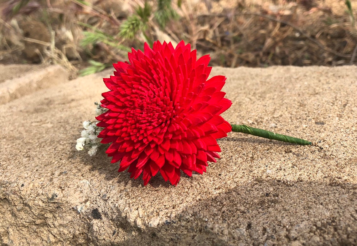Bright Red Glory Collection Wood Flower Boutonnière or Wrist - Etsy