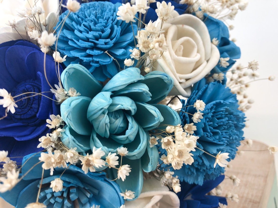 Whimsical Blues Collection DIY Wood Flower Bouquet kit Blue | Etsy