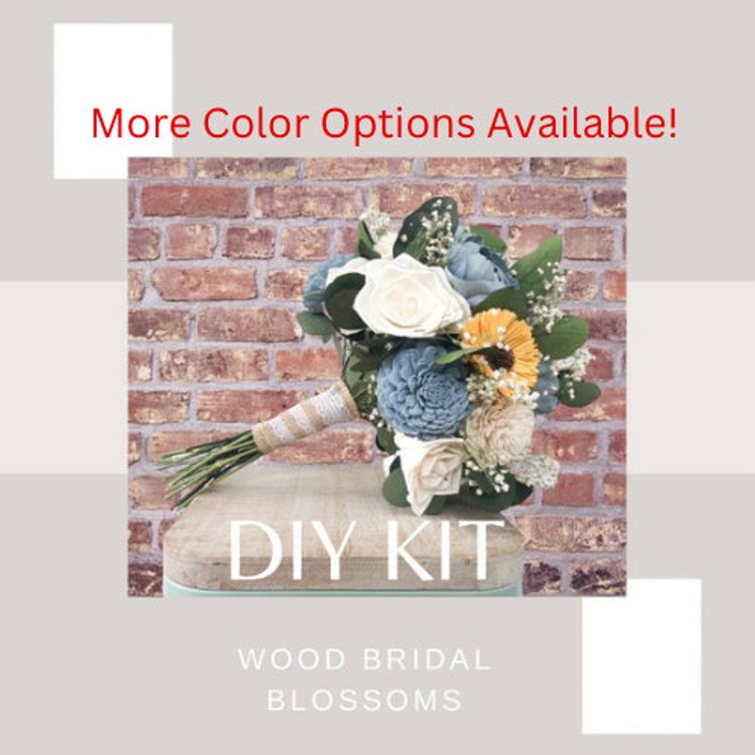 Spring Collection DIY Bouquet Kit Wood Flower Steal Blue Bouquet With ...