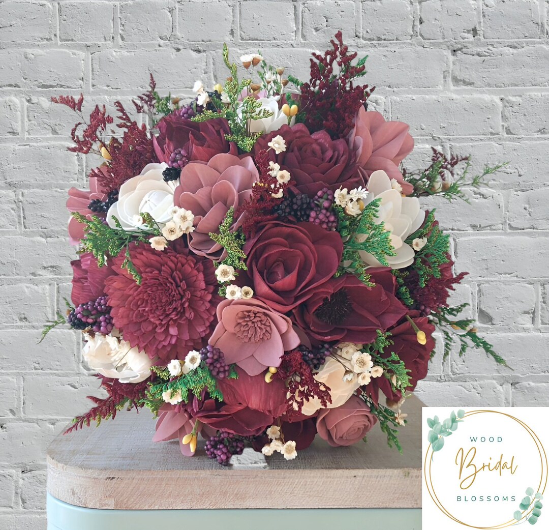 Wood Flower Bouquet- Raspberry Collection- Wood Flower Bouquet ...