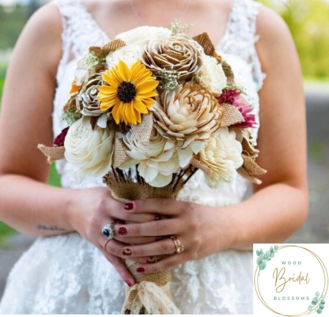 Wood Flower Bouquet Sunny Days Collection rustic Wood Flower Bouquet ...