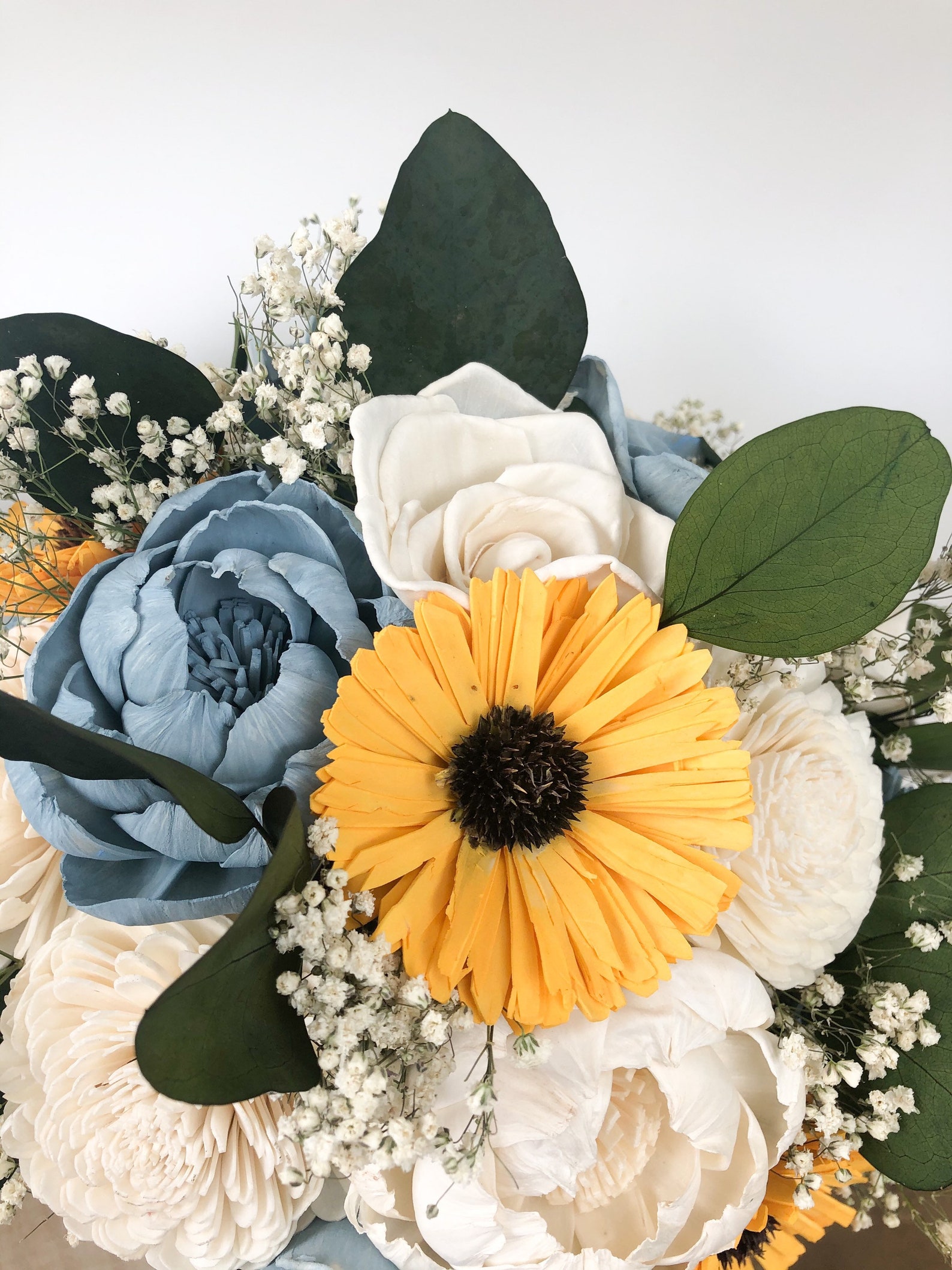 Spring Collection DIY Bouquet kit Wood Flower Steal Blue | Etsy