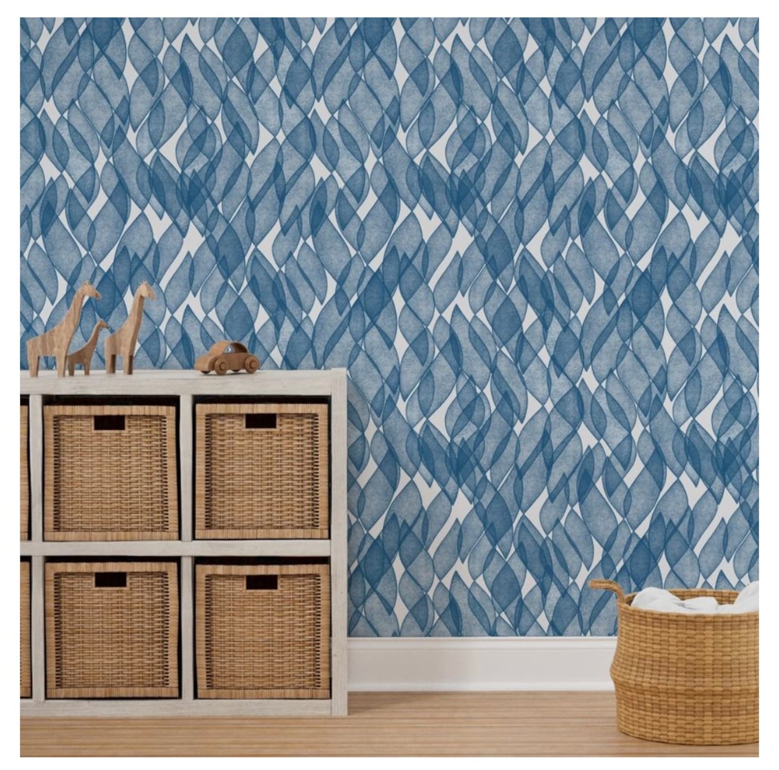 Modern Blue Wallpaper Blue Watercolor Wallpaper Blue Drawer - Etsy