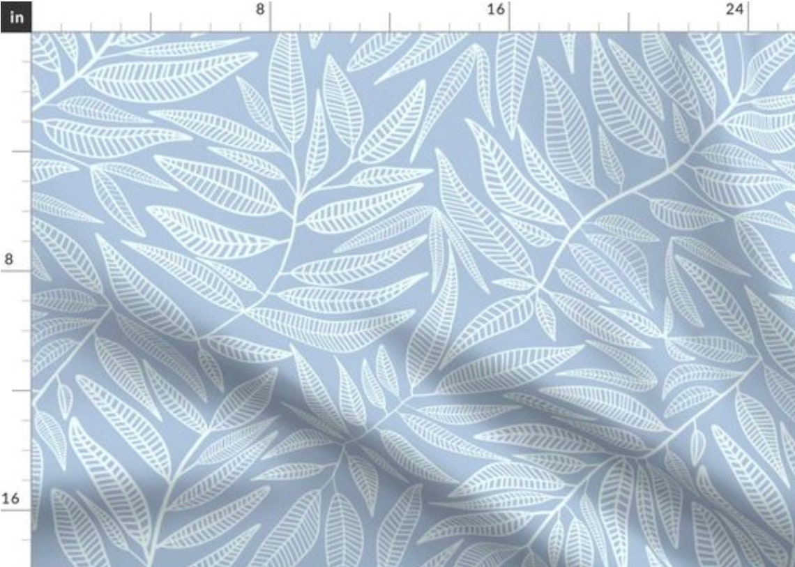 Botanical Fabric Simple Botanical Fabric Light Blue Fabric - Etsy