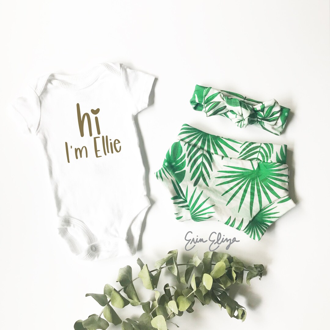 Tropical Leaves Baby Outfit, Hawaii Baby Outfit, Beach Baby Outfit ...