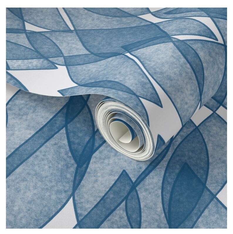 Modern Blue Wallpaper Blue Watercolor Wallpaper Blue Drawer - Etsy