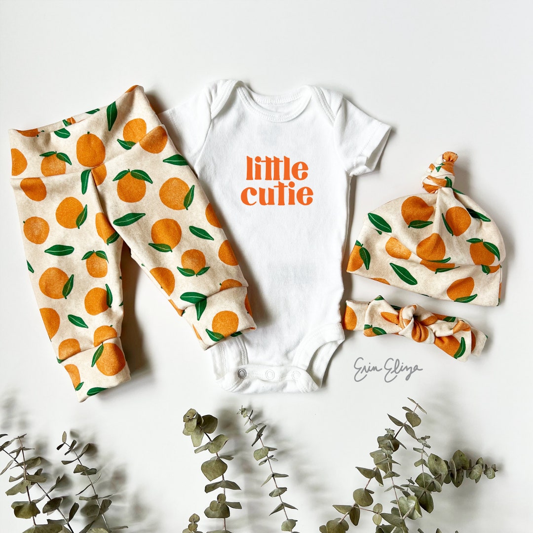Little Cutie Baby, Clementine Coming Home Outfit Gender Neutral, Orange ...