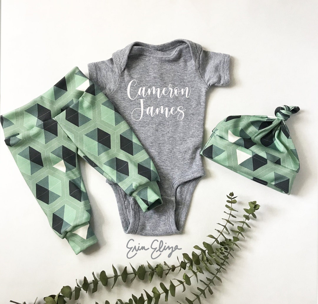 Baby Boy Outfit Personalized, Take Home Outfit Newborn Boy, Modern Baby ...