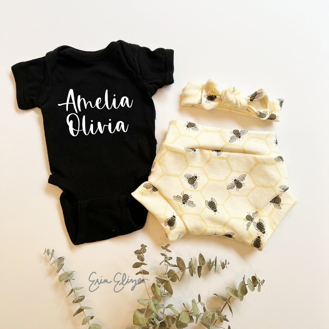 Bee Outfit Personalized, Bee Bloomers, Bee Bummies Coming Home Outfit ...