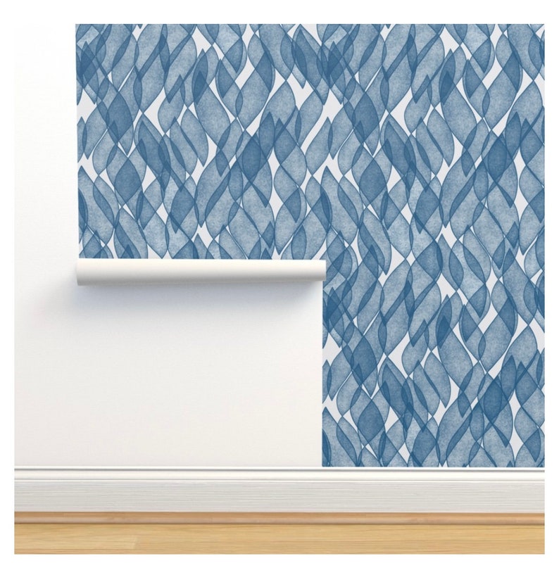 Modern Blue Wallpaper Blue Watercolor Wallpaper Blue Drawer - Etsy