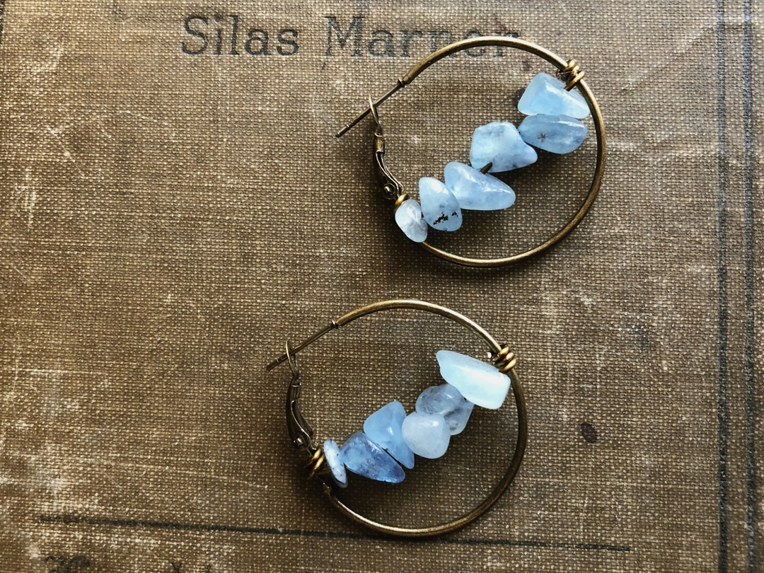 Blue Calcite Small Hoop Earrings, Calcite, Witchy Jewelry, Hoop ...
