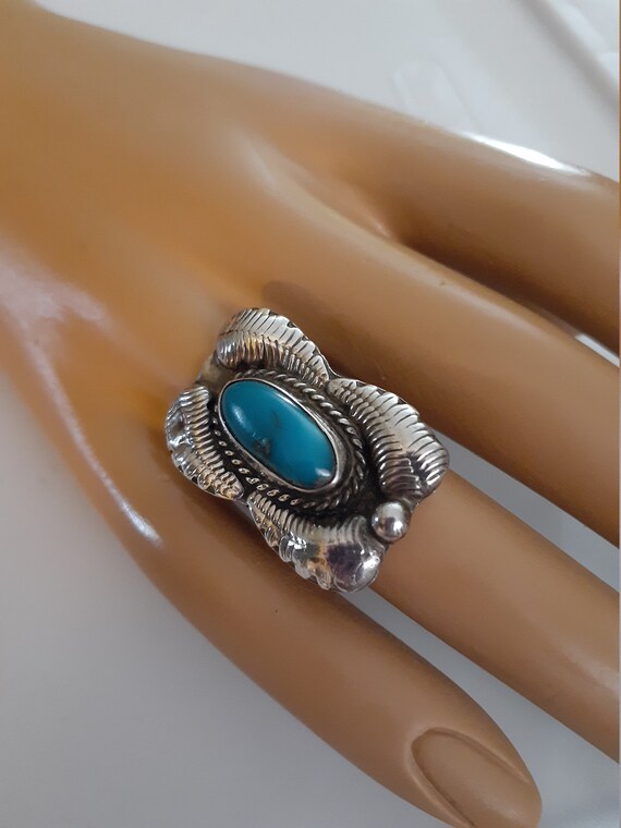 Sterling turquoise ring signed - Gem Sterling turquoise ring signed - Gem