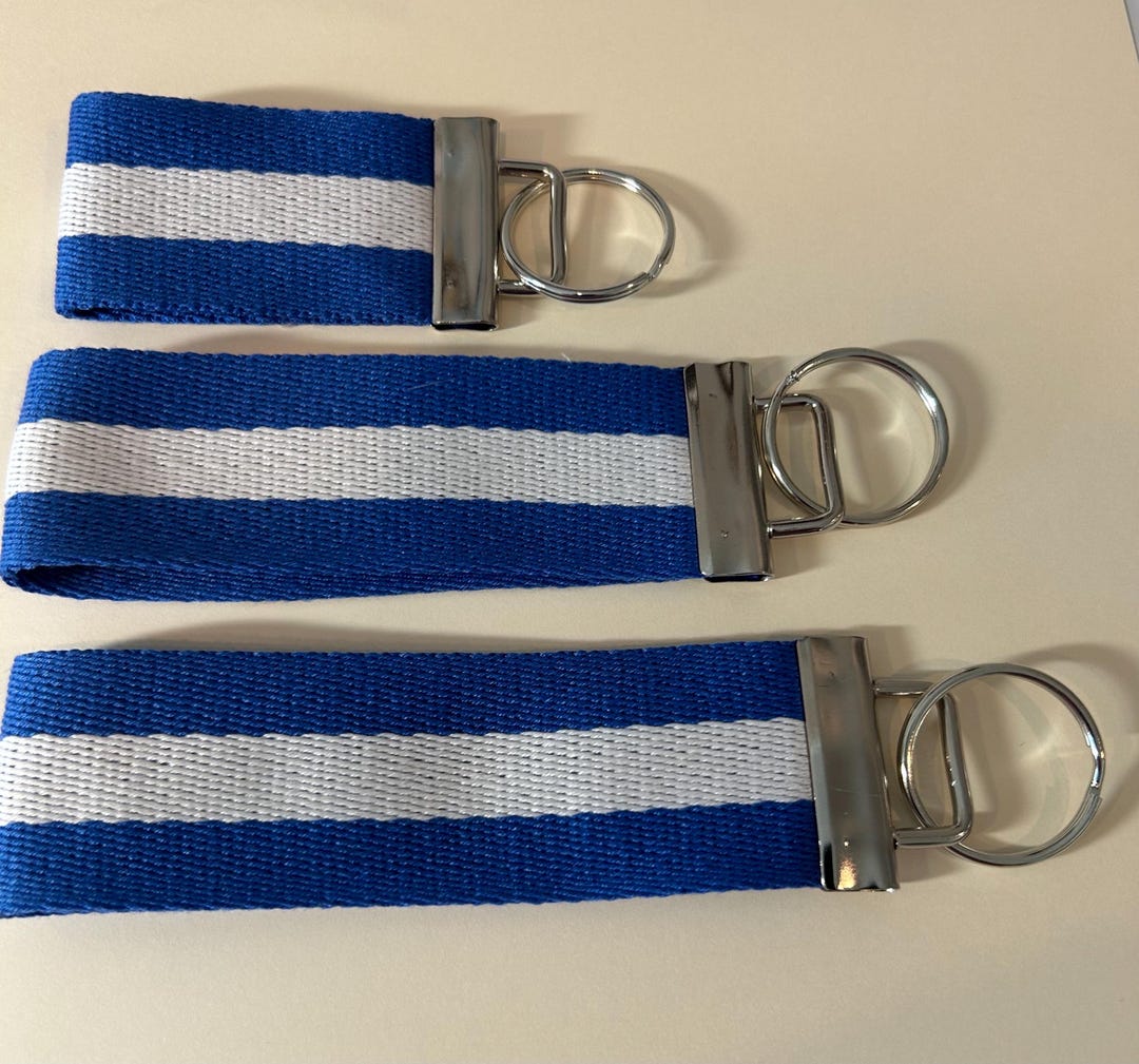 Royal Blue and White Striped Key Fob - Etsy