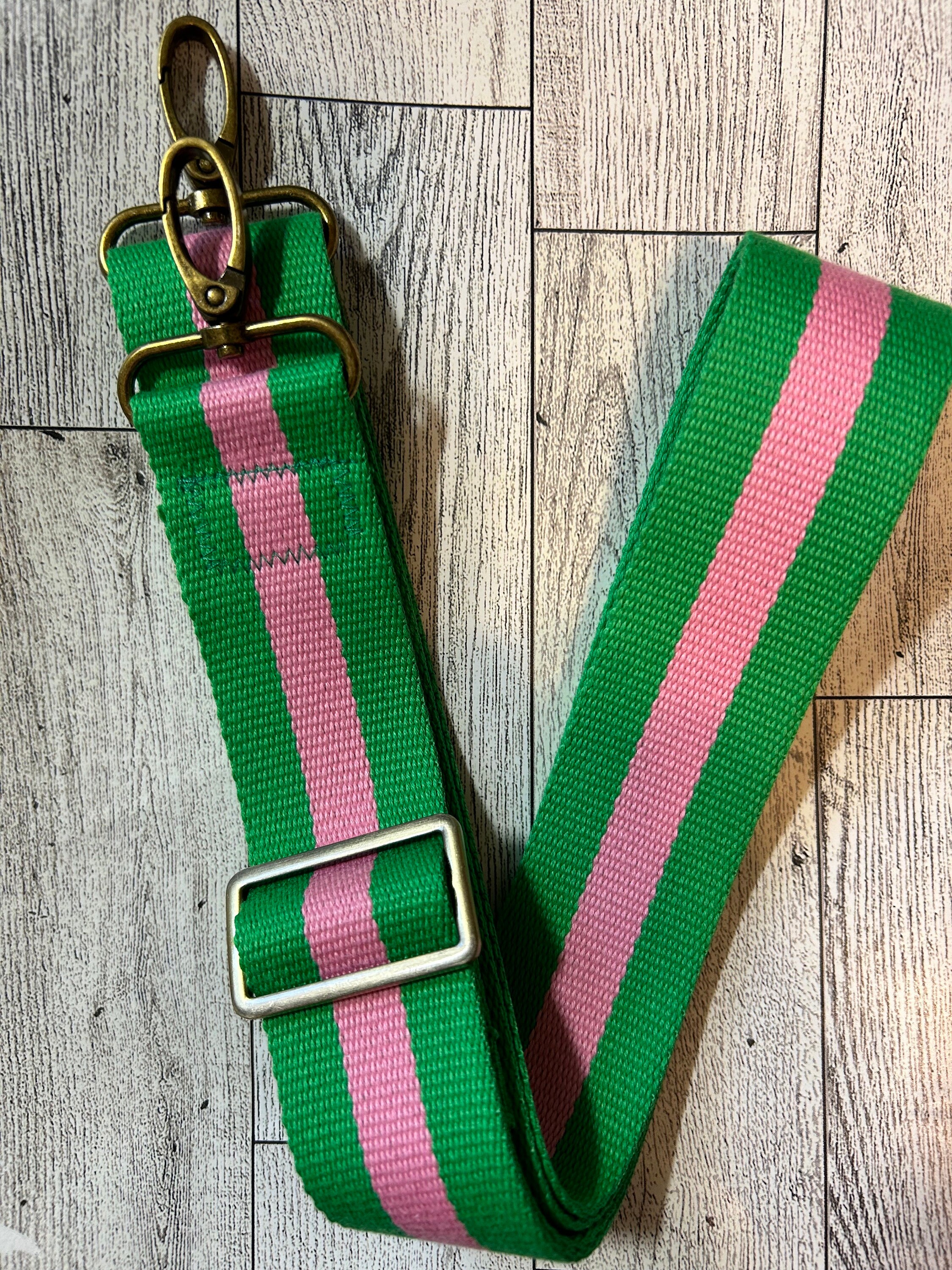 Pink and Green Striped Handbag Straps - Etsy