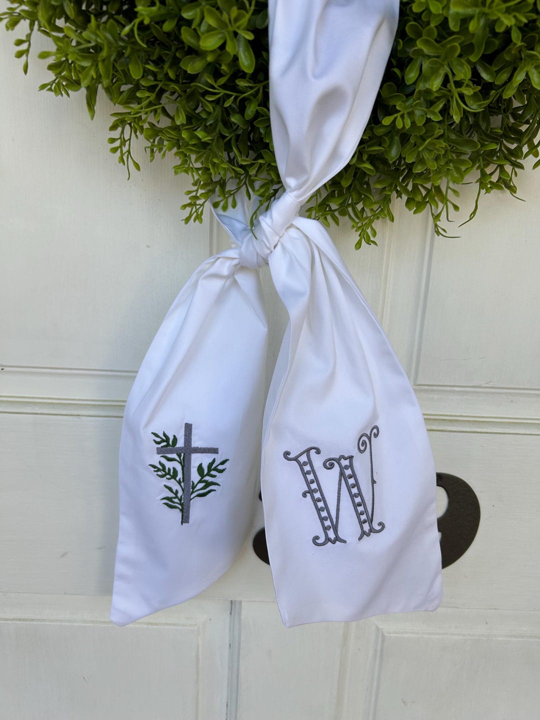 Wreath Sash - Cross and Initial - Monogrammed - Etsy