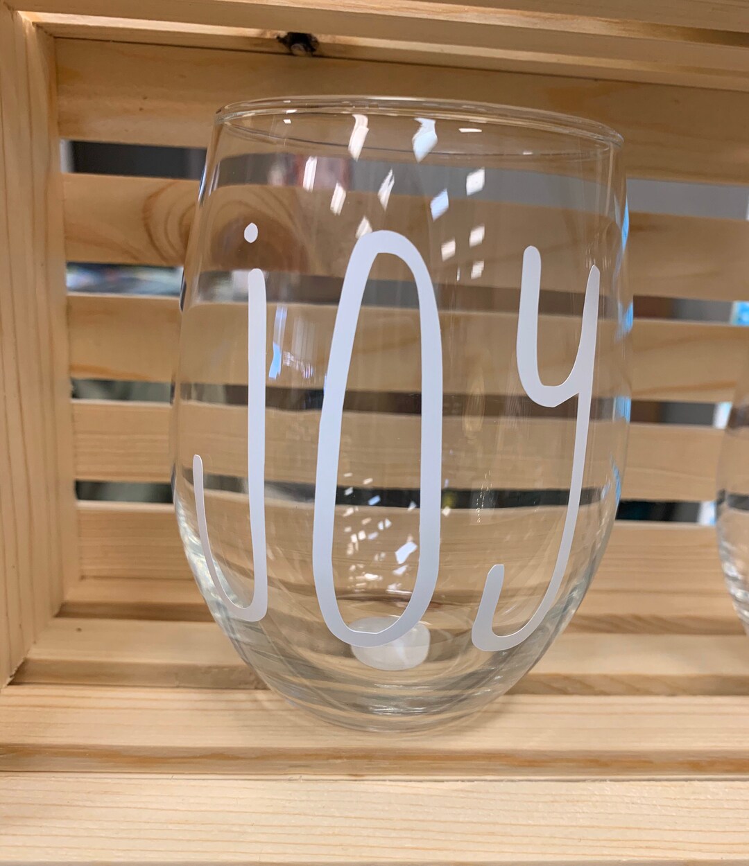 Christmas Wine Glasses - Rae Dunn Style Wine Glasses - JOY Wine Glass ...