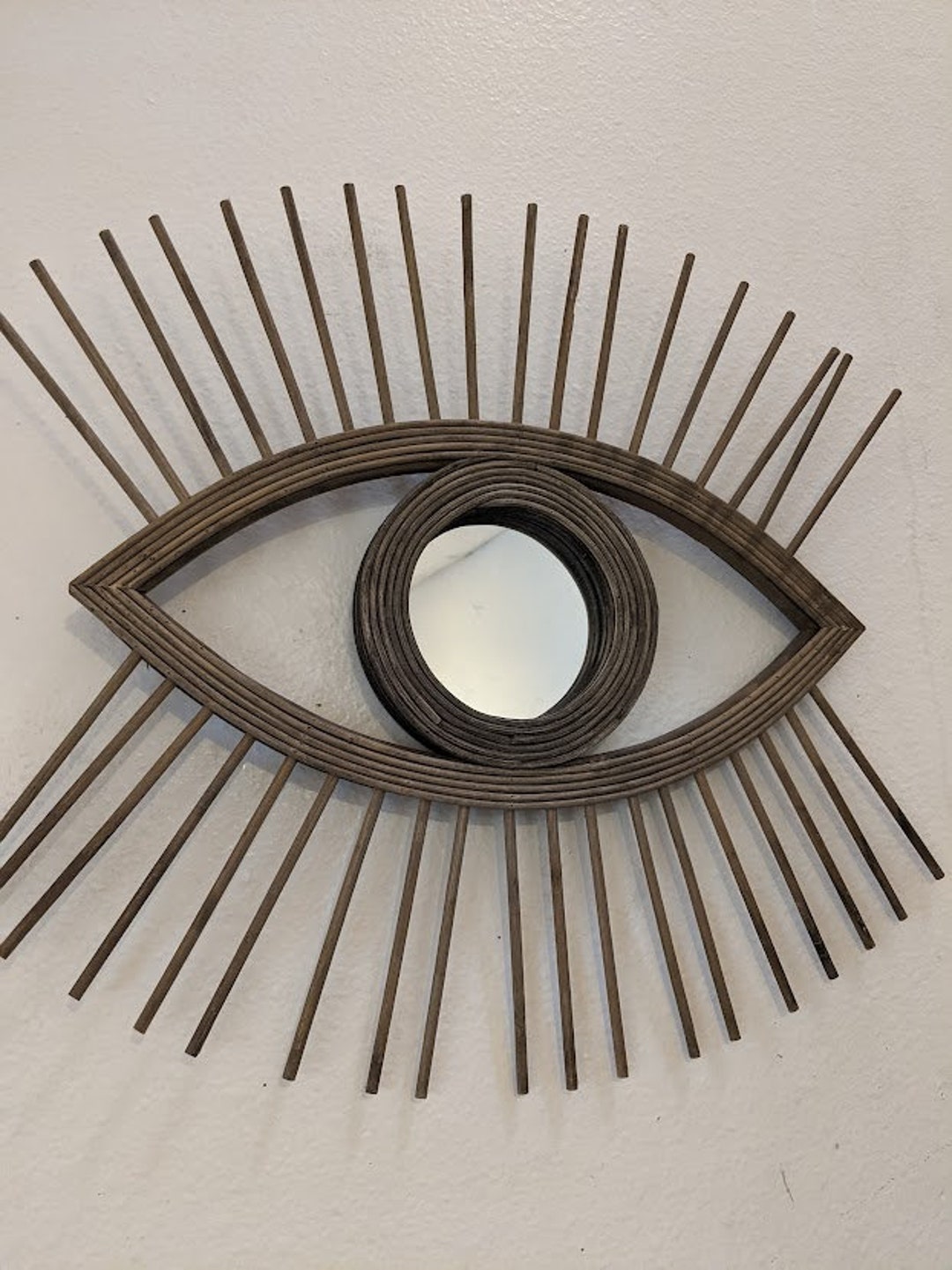 Vintage Bamboo Eyeball Mirror Boho Eclectic - Etsy