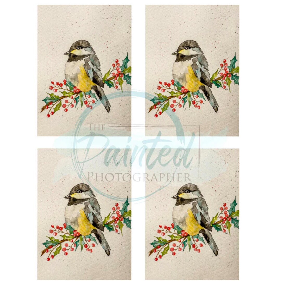 Merry Tweet Mis Watercolor Multiples Decoupage Rice Paper | Art Print ...