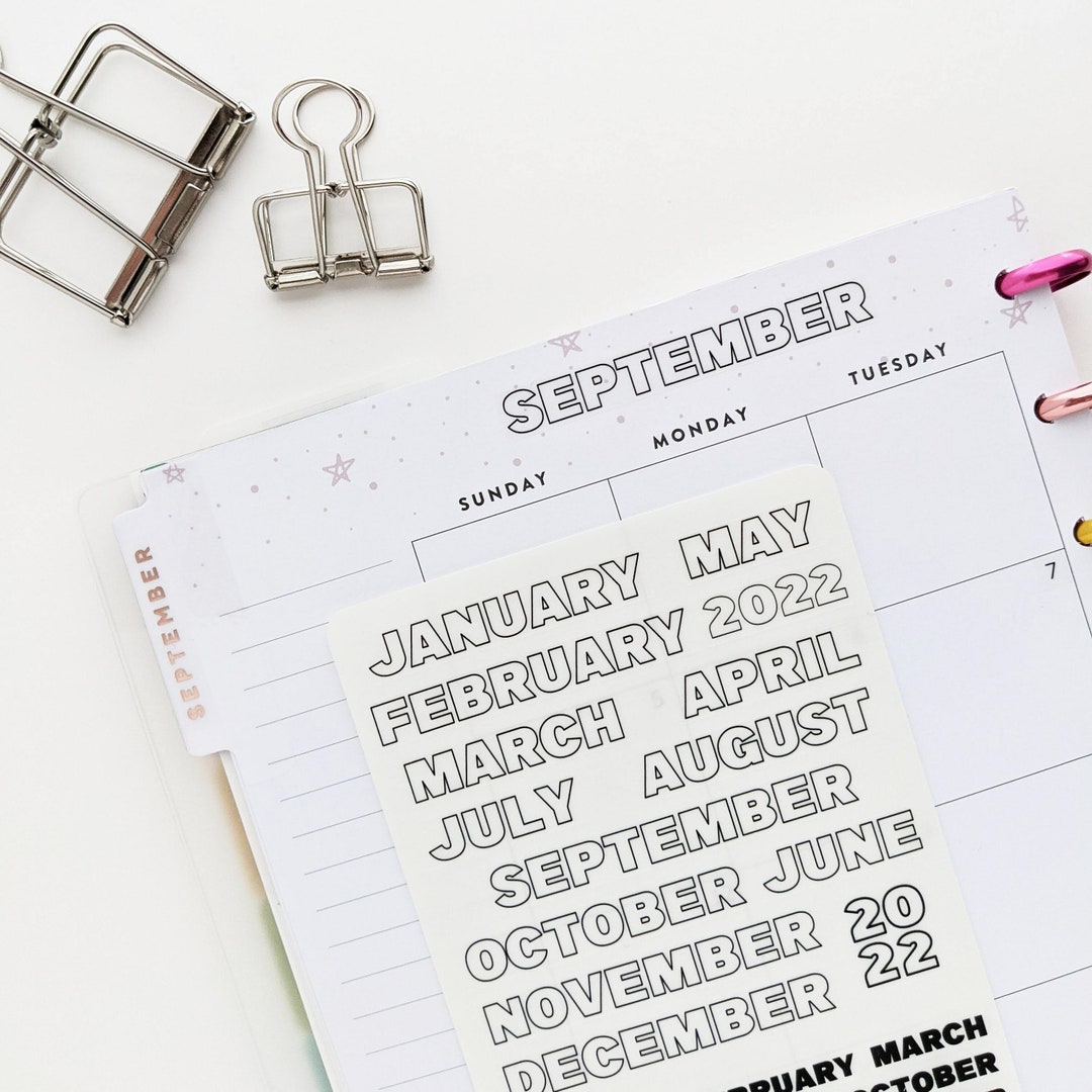 Month Titles Headers Planner Stickers Journaling Stickers - Etsy