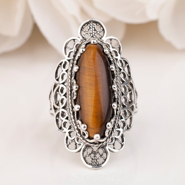 Genuine Tiger Eye Ring for Women - Etsy