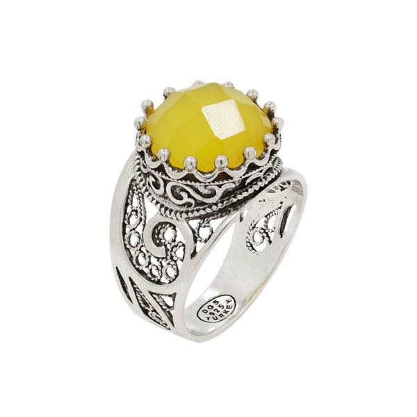 Yellow Stone Ring - Etsy